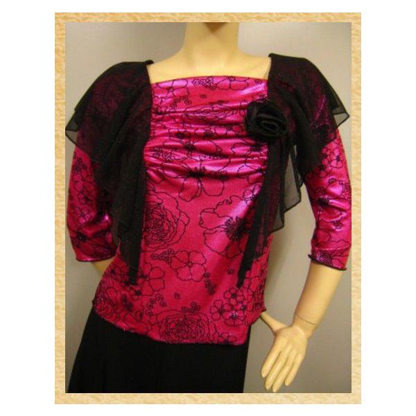 社交ダンストップス、フロッキープリント。チェリーピンク