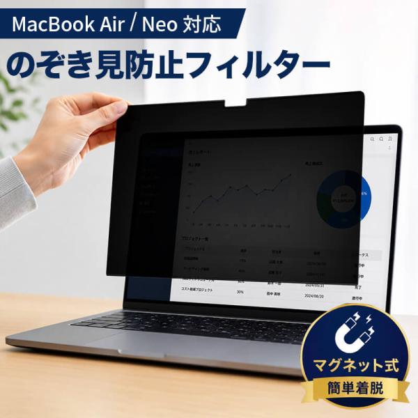 商品名：MacBook Air 13インチ / Neo 13インチ 対応 プライバシーフィルムシリーズ：MacBook ＞ アクセサリー・周辺機器 ＞Macbook Air / Neo 13インチ用 のぞき見防止フィルター型番/カラー/JA...