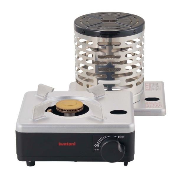 1台2役！カセットこんろ＆カセットガスストーブ イザまる  「ごとく付きしる受け」で調理、「ストーブユニット」で暖房。用途に応じて簡単に切り替えが可能です