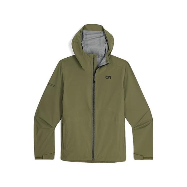 ブルーサイン認証を受けた100％リサイクル素材とメカニカル・ストレッチを組み合わせ、軽量で透湿性、防風性、防水性に優れた2.5レイヤーのレインジャケットです。  OUTDOOR RESEARCH アウトドアリサーチ メンズ ストラトバースト...