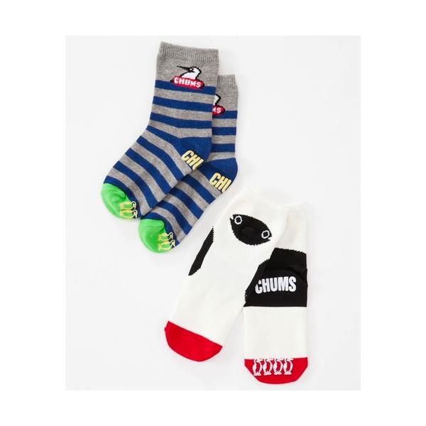 ブービーバードモチーフのソックス（キッズ用）憎めないキュートな顔とちょこんととがったくちばしがなんとも愛くるしい。異なるデザインの2足セットで、2パターンの展開。裏側のチャムスロゴとブービーは滑り止めとなっています。大人サイズ・赤ちゃんサイ...