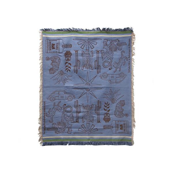 メキシコ・オアハカ（Oaxaca）の 民藝・ウッドカービングをモチーフにデザインされた スローケット。  2025年の新柄は、メキシコ原産の蒸留酒である "メスカル"の瓶・タクシー・カクタス・草・木、そしてタイガー。 メキシコにまつわるモチ...