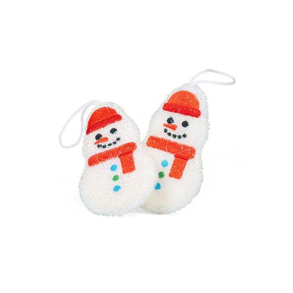 食器洗いの時間が楽しくなりそうな、 雪だるまデザインのスクラブスポンジ。 2個セット。  にぎりやすく使い勝手の良い手のひらサイズ。 食器洗いだけでなく、シンク・洗面所などの お掃除用にもお使いいただけます。  吊り下げに便利なナイロンルー...