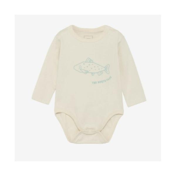 オーガニックコットンを使用した、ゆったりシルエットの長袖ロンパース。  オーガニックコットンの天竺素材は、やわらかな肌触りが特長です。着脱しやすいよう、左肩ドットボタン仕様、股下はボタン開きになっています。  ヨセミテに生息する動物のイラス...