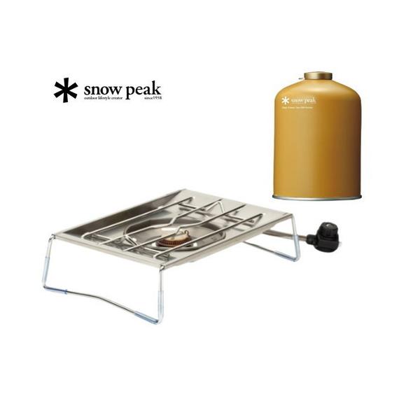 スノーピーク フラットバーナーとギガパワーガス500プロイソ GP-500GRのセット商品です。  【スノーピーク フラットバーナー】 「アイアングリルテーブル」にセットできる1ユニットサイズのバーナー。 天板に対してフラットにはまるので、...
