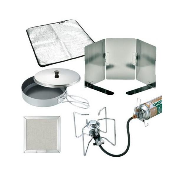 アウトドアをこれから始めるのにぴったりな特別セット！  シングルバーナー・フライパン・風防・シート等がセットになったお買い得セット！   仕様  サイズ ＜セパレートバーナーUS-S＞ 　収納時：約12.5×13×7.5（高さ）cm（ホース...