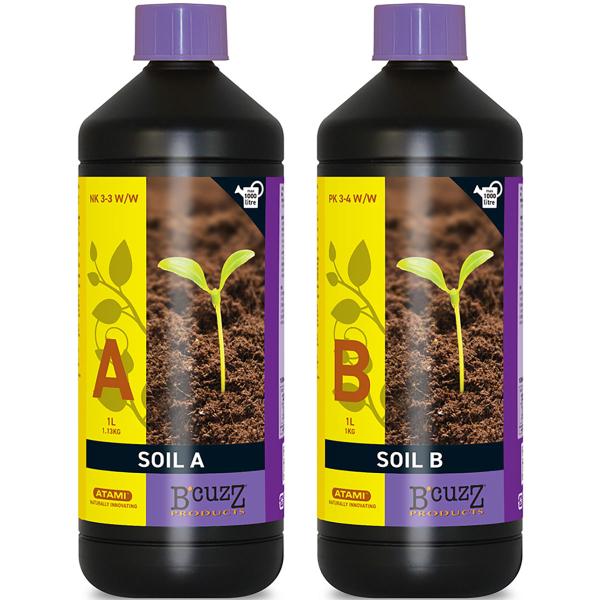 B'cuzz Soil A&amp;Bは、強くて健康な植物として成長するために必要な栄養素が含まれており、植物の一生を通して使用可能な肥料です。成長期にはA剤を少し多めに、開花期にはB剤を少し多めに投与するなど、育苗する様々な植物の成長サイ...