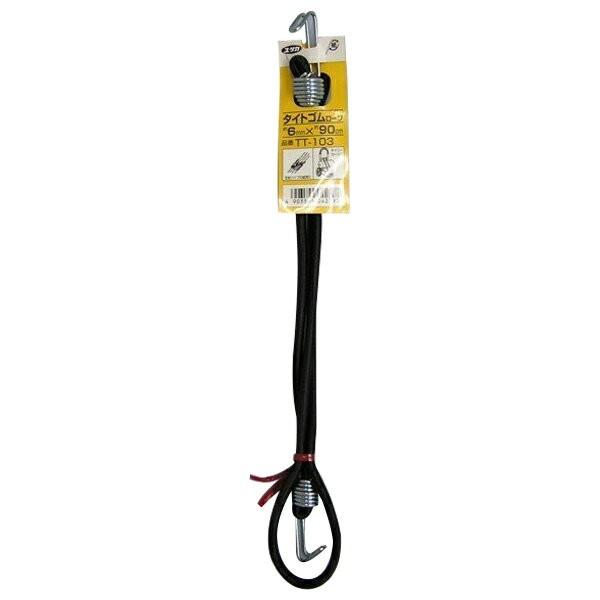 【特長】●両端に引っ掛け金具が付いた丸ゴムロープ【用途】●キャリーカートや自転車などの荷物の固定として原産国:日本材質:天然ゴム・ポリエステルロープ径:約6mm先端部分:平行先端金具オス(両先端)
