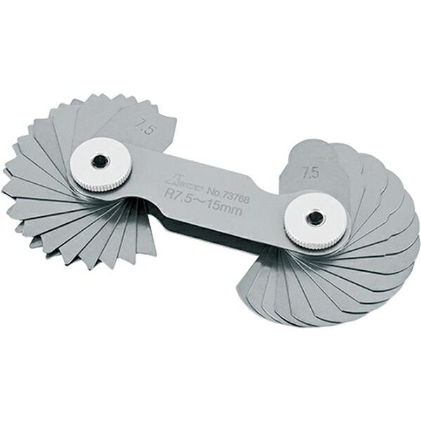 特長凹型と凸型の2タイプのリーフでR測定ができます。リーフはケースに収納して保管できます。止ネジを外すことでリーフの取り外しができます。仕様収納サイズ：85×14×20mm製品質量：115g材質：冷間圧延鋼精度：±0.05mmリーフの厚さ0...