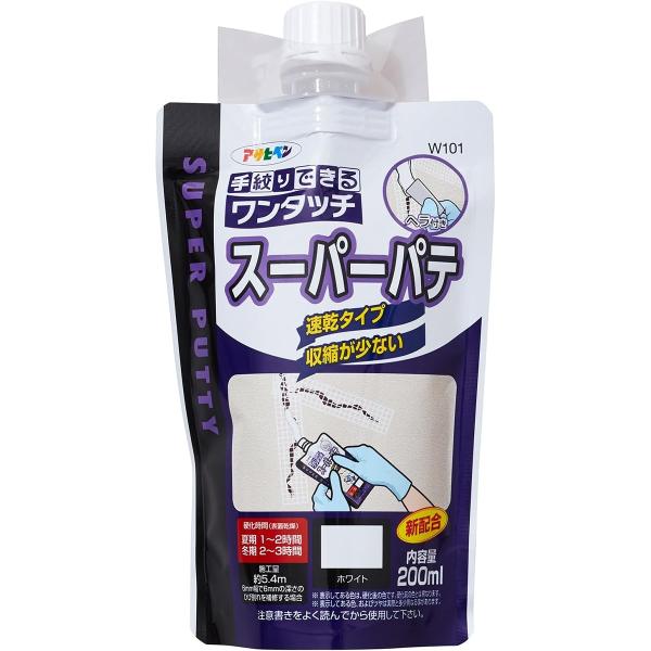 特長●パウチ容器なので、補修箇所に直接手で中身を押し出して使えます。●屋内外に使用でき、軽量で収縮が少ない、速乾タイプです。●取扱いが簡単で、研磨性に優れています。●補修後、水性塗料・油性塗料が塗れます。用途屋内外の壁面（石膏、漆喰、モルタ...