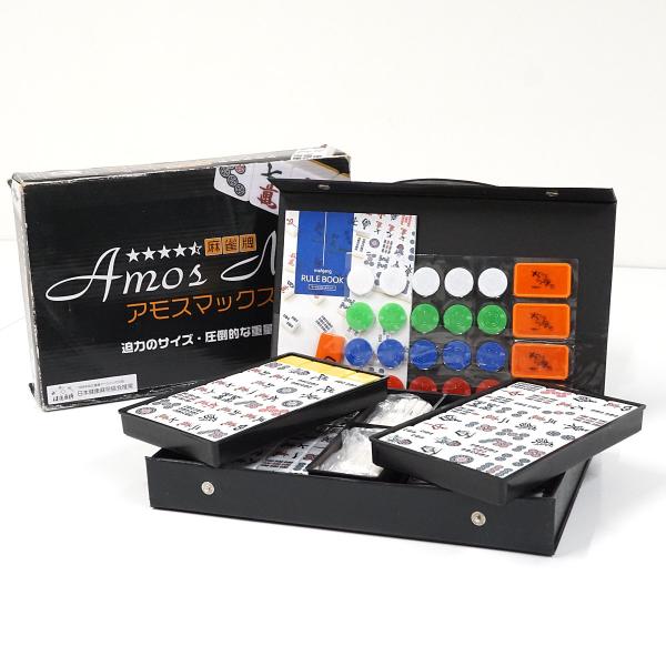 USED品です。サイズも大きく、ずっしりとした重量感のある牌を採用■セット内容:麻雀牌/144枚、点棒/97枚、サイコロ/4個、透明カラーサイコロ/2個、丸チップ/20枚、焼き鳥マーク/4枚、東南マーク/1枚、ルールブック(日本健康麻将協会...