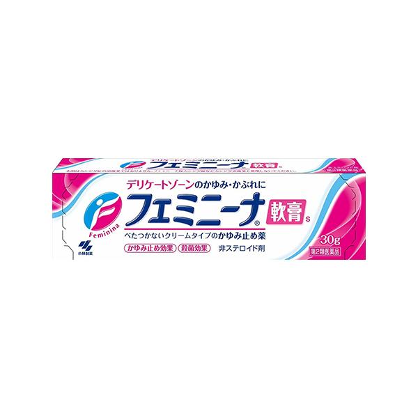 ■ ブランド名小林製薬■ 商品名フェミニーナ軟膏S 30g■ カテゴリ医薬品・医薬部外品 ＞ 医薬品 ＞ 皮膚の薬 ＞ 第二類医薬品■ 商品説明・特徴デリケートゾーンのかゆみ・かぶれにのびがよくてベタつかないクリームタイプなので、かゆいとこ...