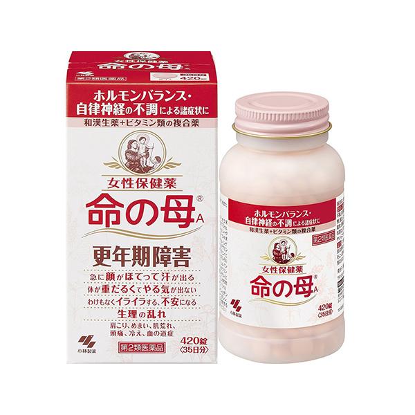 ■ ブランド名小林製薬■ 商品名女性保健薬 命の母A 420錠■ カテゴリ医薬品・医薬部外品 ＞ 医薬品 ＞ 婦人薬 ＞ 第二類医薬■ 商品説明・特徴ホルモンバランス・自律神経の不調による諸症状に和漢生薬＋ビタミン類の複合薬●デリケートな女...