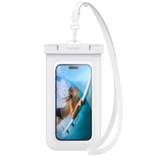 Spigen スマホ 防水ケース 小物 iPhone Android 最大 6.9インチ対応 タッチ可 顔認証 密封、水中撮影 お風呂 温泉 釣り 海に適用 IPX8認定 完全防水 ネックストラップ付属 A601 ACS06006 (ホワイ...