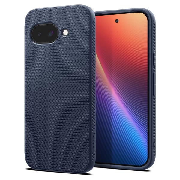 Spigen Pixel 9a ケース 耐衝撃 薄型 ストラップホール付き 米軍MIL規格取得 カメラ保護 傷防止 衝撃吸収 リキッド・エアー ACS09040 (ネイビーブルー)【高耐久のマット素材】マットな仕上げとジオメトリックなパター...