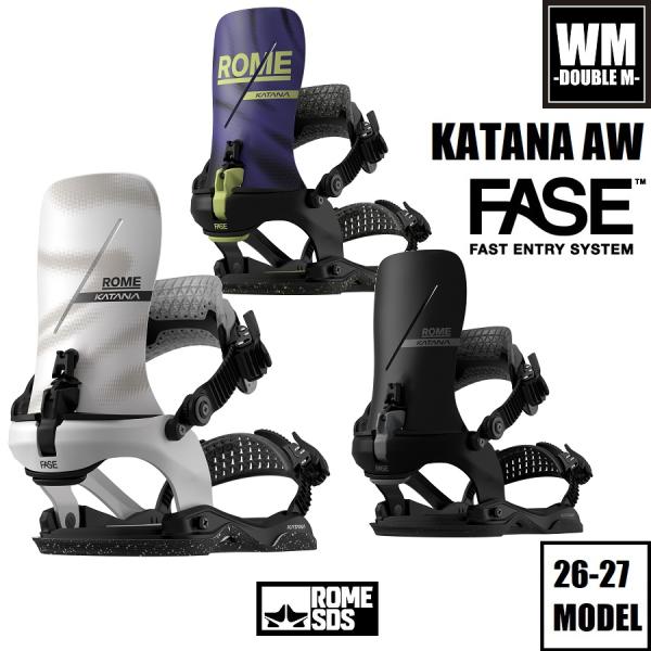 【発売日：2026年11月01日】・年式： 2027・メーカー： ROME SNOWBOARDS・モデル名： KATANA AW FASE・カラー： BLACK, WHITE, TEAM・対応ディスクパターン： 4×4, 2×4, CHAN...