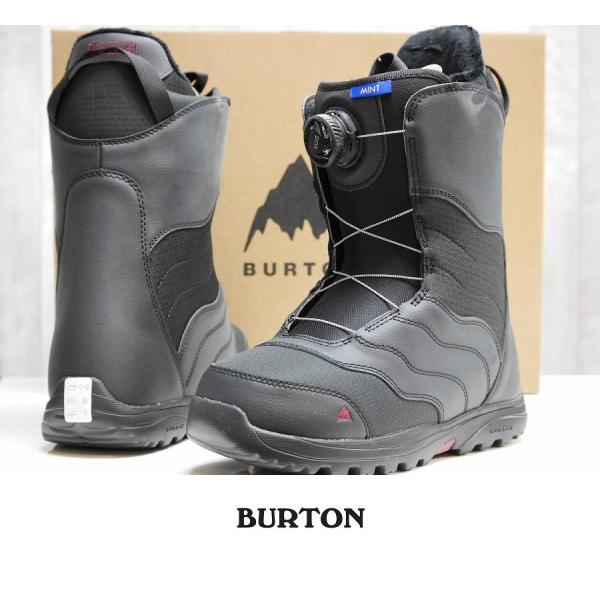 ・年式： 2026・メーカー： BURTON・モデル名： MINT BOA WIDE - Women's・カラー： Black・FLEX: 1-4・定価：35,200円(税込)ソフトで扱いやすい。軽量で快適。快適さに定評があり、山やパークを...