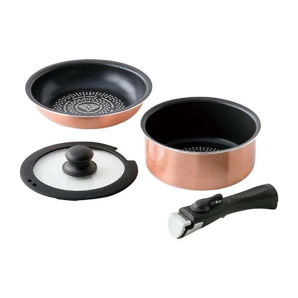 ククナ ダイヤモンドコート着脱鍋4点セットA KKN-DC4TNA-NW