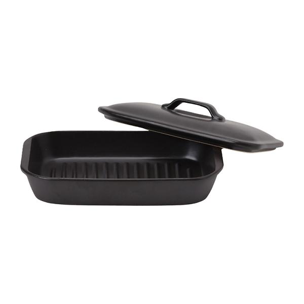 デリッシュライフ 陶器プレート長角(蓋付) 4577