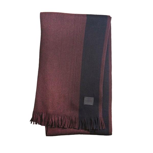 Calvin Klein カルバンクライン マフラー THICK SIDE STRIPE RASCHEL SCARF / TAWNY PORT HEATHER/BLACK BEAUTY / CK200240-603