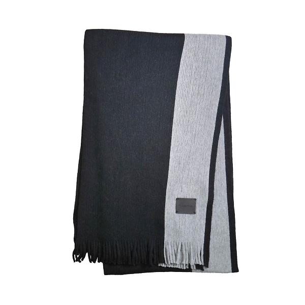Calvin Klein カルバンクライン マフラー THICK SIDE STRIPE RASCHEL SCARF / BLACK BEAUTY/HISTORY HEATHER / CK200240-976
