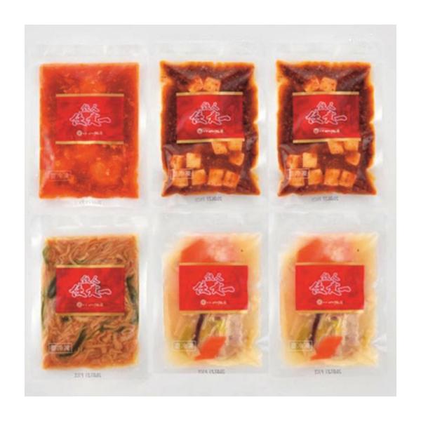 四川飯店監修のこだわり丼の素セット。ご飯との相性抜群の中華どんぶりをご家庭でお楽しみいただけます。   ■商品名／赤坂四川飯店 本格丼ぶり4種 ■包装サイズ／約265×230×84mm ■商品内容／麻婆豆腐丼の具(120g)×2、乾焼蝦仁丼...