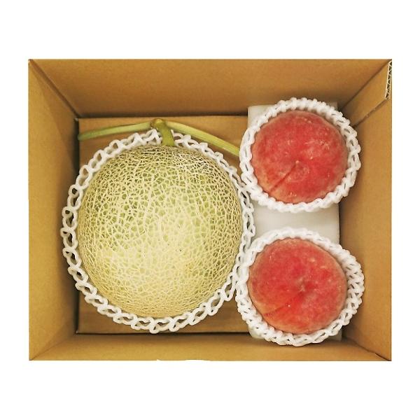 北海道産 赤肉メロン＆山梨県又は和歌山県又は長野県産 桃2玉 [産直品]