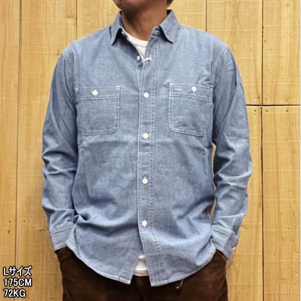 ◆ブランド；BIG MIKE /ビッグマイク◆品名；Chambray Classic L/S Work Shirts■仕様；未使用/新品　◆サイズ；M；肩幅；47CM/身幅；54CM/着丈；74CM/袖寸；61CM◆サイズ；L；肩幅；49C...