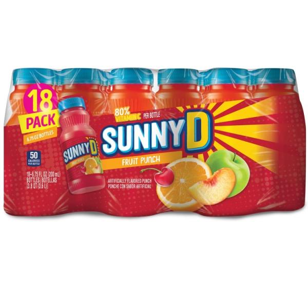 SUNNYDフルーツパンチ保存可能ジュースドリンク6.75液量オンスボトル18本パック1個 SUNNYDならではの風味豊かなフルーティードリンク 果汁2%、1本あたり50カロリーのキッズドリンク 1本あたり1日摂取量の80%を摂取できる、1...