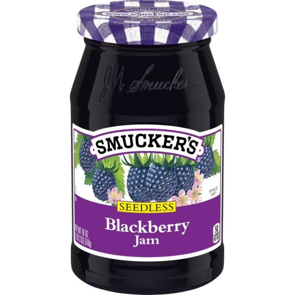 Smucker's シードレスブラックベリージャムは、複雑で酸味のある風味がたっぷり詰まっていますが、不要な種は入っていません。このブラックベリージャムをSmucker'sピーナッツバターと組み合わせれば、定番のピーナッツバター＆ジャムが完...