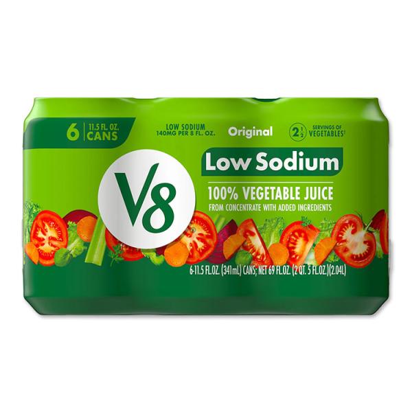 V8低ナトリウムオリジナル100％野菜ジュース11.5オンス缶6本濃縮トマトジュースと7種類の野菜ジュースで作られた、他のジュースに代わる満足のいくジュースです。この100%ジュースの11.5液量オンス缶には野菜2.5食分が含まれており、ビ...