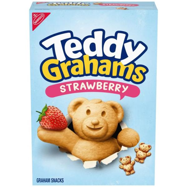 TEDDY GRAHAMS ストロベリー風味グラハムスナック 10オンス箱1個 クマの形をした、サクサクのグラハムスナック。美味しいイチゴ風味で、クラシックな甘い味に仕上げました。 イチゴ風味のグラハムスナックは、1食30gあたり全粒穀物8...