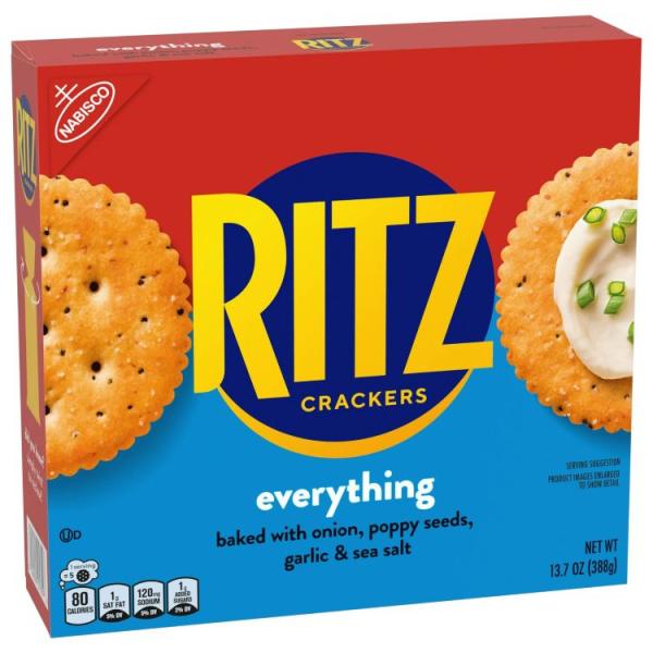 RITZ エブリシング クラッカー 13.7 オンス 1 パック (パッケージは異なる場合があります) 玉ねぎ、ケシの実、ニンニク、海塩で焼いたクラシックなリッツクラッカー おやつ、前菜、簡単な食事に最適なクラッカー 肉やチーズからアボカド...