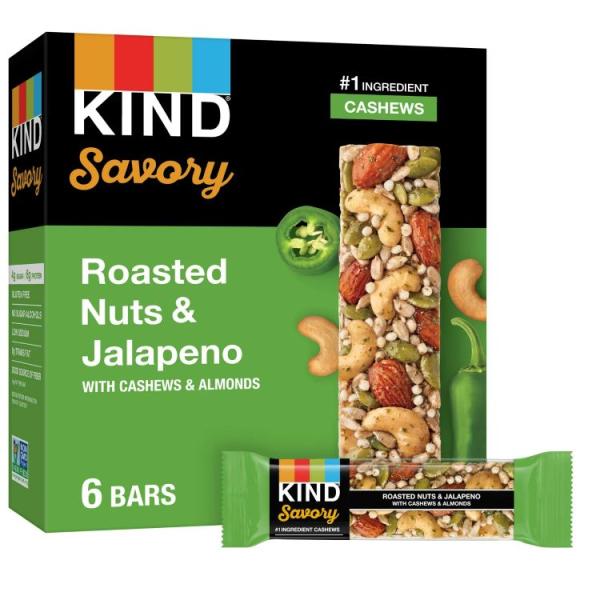 辛いもの好きの方に最適な、ナッツバーの魅力的なバージョンをお試しください。KIND セイボリー ロースト ナッツ &amp; ハラペーニョ バーは、主原料のカシューナッツ、種子、スパイスなど、ユニークなナッツミックスで味覚を満足させます。ナ...