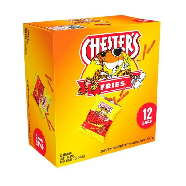 チェスターズ ホットフライ コーンスナック シングルサーブバッグ12個入り 自宅、職場、外出先で温かいフライドポテトをお楽しみください 常温保存可能