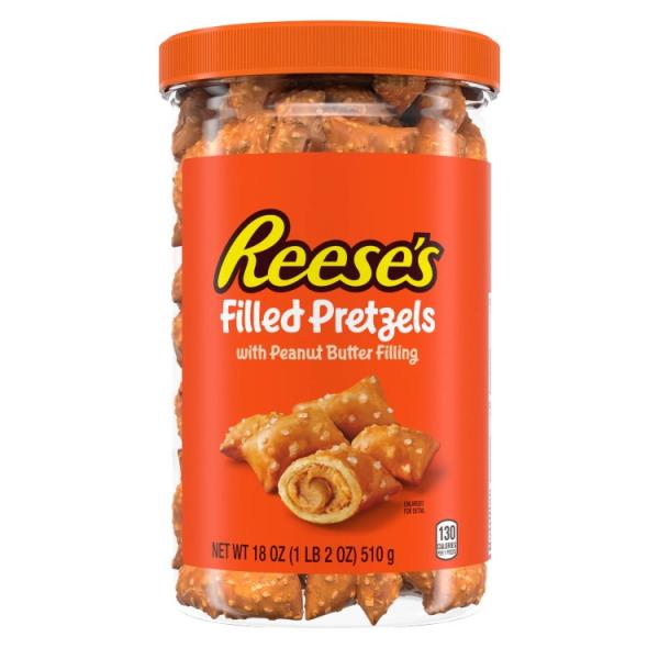 軽くトーストしたプレッツェルの殻にリースのピーナッツバターを詰めたもの REESE'Sの本物のピーナッツバター風味のプレッツェル 18.0オンスのシェアサイズのプレッツェル瓶 新学期のおやつ、教室のおやつ、ランチのおやつ、子供の放課後のおや...