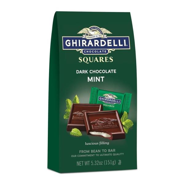 ギラデリダークチョコレートミントスクエア5.32オンス袋1袋 ゆっくり溶けるダークチョコレートに包まれた、甘美で爽やかなミントフィリング ギラデリスクエアはギフトや食後のデザートに最適です 個別に包装されたキャンディースクエアは、完璧なサイ...