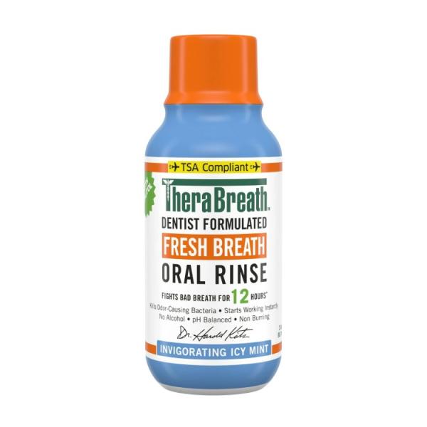 旅行用サイズの TheraBreath Fresh Breath マウスウォッシュヒリヒリ感や刺激がありません人工着色料不使用コーシャ、ビーガン、グルテンフリーの認証