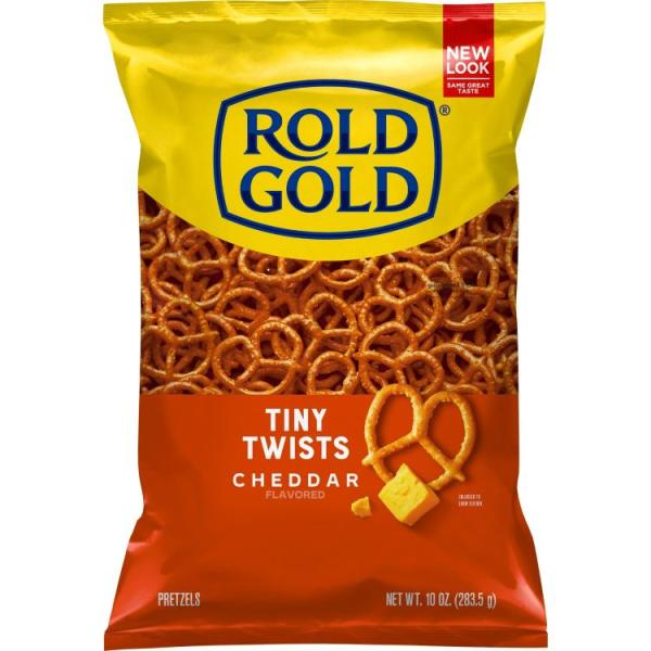 ROLD GOLD チェダー フレーバー タイニー ツイスト プレッツェル 10.0 オンス バッグ。 おいしいチェダー風味のプレッツェルは、リラックスするのに最適なスナックです 10オンスの袋。シェアや一人での軽食に最適です。 小さなひね...