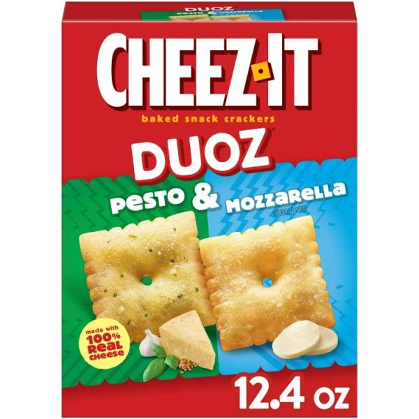 2つは1つより優れています。このデュオフレーバーボックスには、Cheez-It PestoとCheez-It Mozzarellaの焼きスナッククラッカーが入っています。常温保存可能です。 2種類のフレーバー（ピリッとしたペストと滑らかなモ...