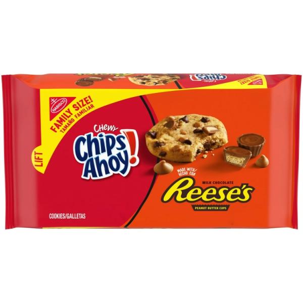 CHIPS AHOY! のファミリーサイズ 14.25 オンス パック 1 個 (Reese's ピーナッツバターカップ入り、歯ごたえのあるチョコレートチップクッキー) (パッケージは異なる場合があります) チョコレートとピーナッツバターカ...