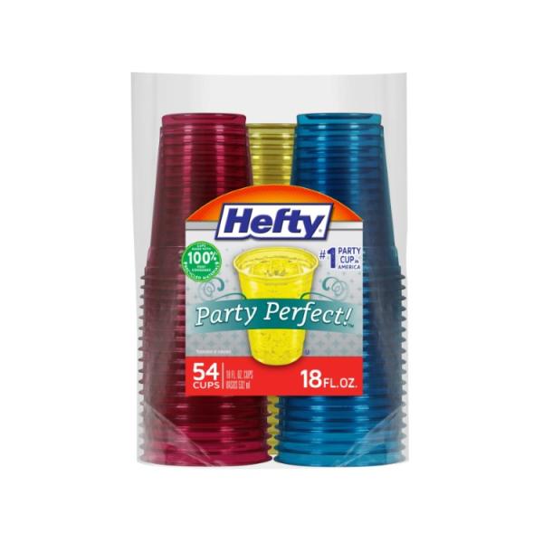 色付きパーティーカップ - 18オンスのHefty Party Perfect色付きプラスチック使い捨てカップ54個入りプレミアム品質 - 最適な透明度のために作られたこれらの着色プラスチックパーティーカップは、飲み物やお菓子に高級感と優雅...