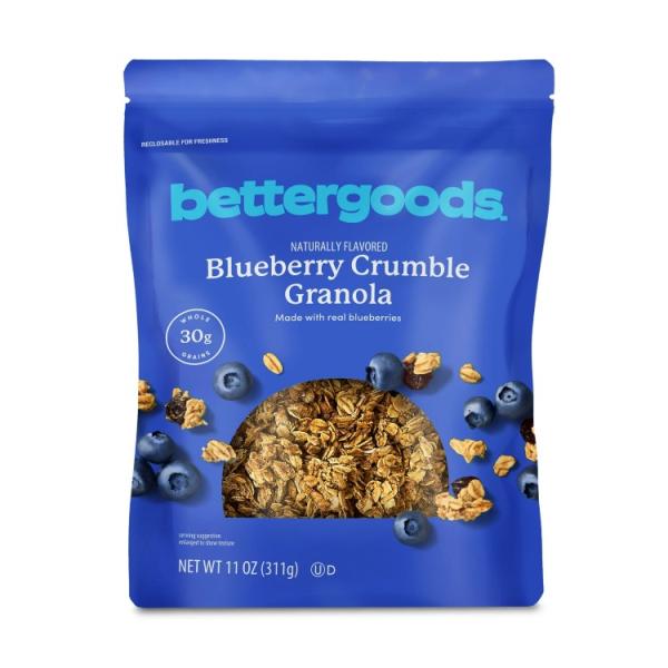 ベターグッズ ブルーベリークランブルグラノーラ、11オンスブルーベリーの自然な甘さと全粒穀物のカリカリ感を組み合わせました本物のブルーベリーを使用1食あたり全粒穀物30gヨーグルトパフェ、自家製トレイルミックス、グラノーラバー、ミルク入りの...