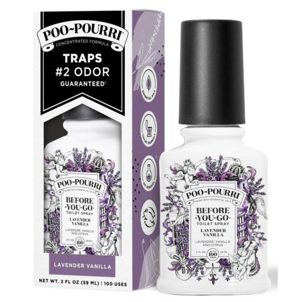 Poo-Pourri は、元祖「Before-You-Go トイレ用スプレー」です。お出かけ前に便器にシュッと吹きかければ、誰にも知られずに済みます。使い方: 便器の水面に 3〜5 回スプレーします。その後、通常通りトイレを使用してください...