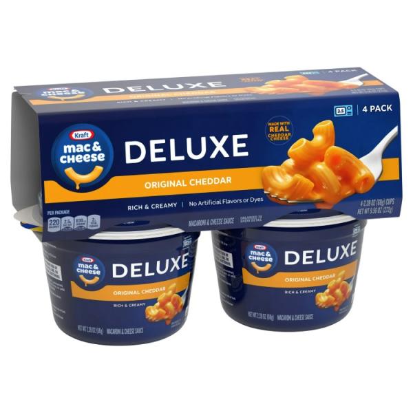 クラフト マック＆チーズ カップ デラックス オリジナル 68g×4個。 コクのあるチーズソースの味わいが楽しめるマカロニ＆チーズです。 電子レンジで簡単に調理でき、1個あたり1食分として使いやすいカップタイプです。 人工香料・着色料不使用...