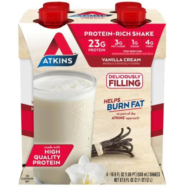 アトキンス ミールサイズ バニラクリーム シェイクは、本物の乳製品クリームとやさしいバニラの甘さを組み合わせた、満足感のあるレディトゥドリンクタイプのシェイクです。1本あたりたんぱく質23gと食物繊維1gを含み、朝食代わりや軽めの食事、間食...