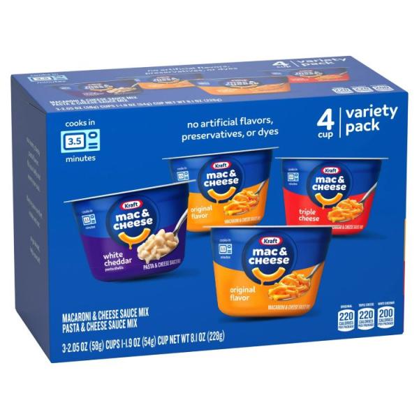 クラフト マック＆チーズ カップ オリジナル 4個入り（約58g×3個＋約54g×1個）。 オリジナルチーズ味のマカロニ＆チーズを手軽に楽しめるカップタイプのセットです。 電子レンジで簡単に調理でき、1個あたり1食分として使いやすい仕様です...