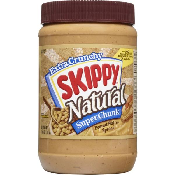 スキッピー ナチュラル SUPER CHUNK ピーナッツバター 1134g プラスチック容器 1個入り。 原材料はシンプルな4種類のみ。甘さとコクのあるピーナッツ風味に、しっかりとした粒感が楽しめるSUPER CHUNKタイプです。1食あ...