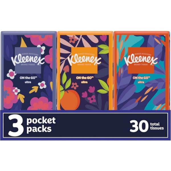 クリネックス ポケットサイズ ティッシュ 3パックセット（各パック10枚入り、合計30枚） 3層構造のフェイシャルティッシュで、外出先でもしっかりやさしくケアできます。 【持ち運びに便利】 ポケット、ハンドバッグ、バックパック、旅行バッグな...
