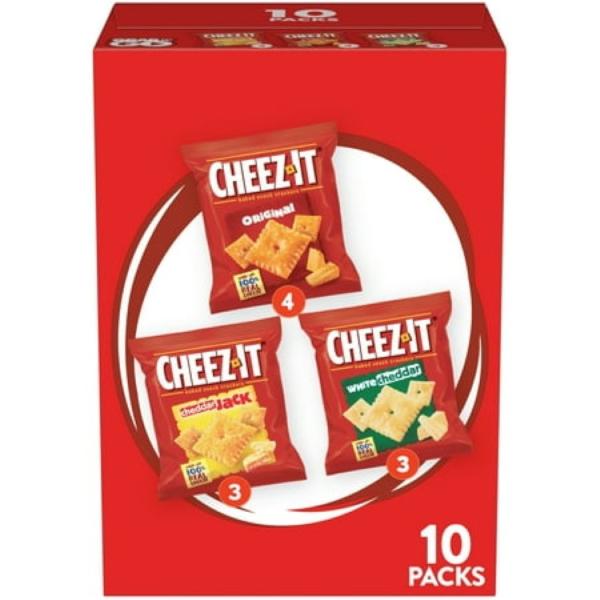チーズイット オリジナル、ホワイトチェダー、チェダージャックのバラエティパック。軽くてサクサクのベイクドクラッカーに、濃厚なチーズの風味が広がります。100％本物の熟成チーズを使用。コーシャ乳製品。小麦・乳・大豆を含みます。持ち運びに便利で...